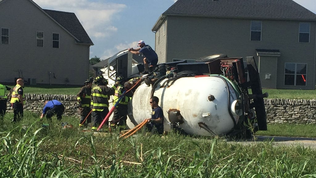 Crews Respond After Tanker Truck Tips In Georgetown