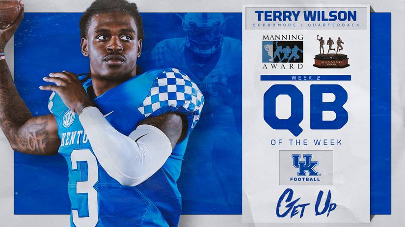 Kentucky’s Terry Wilson Earns Manning Award Quarterback of the Week