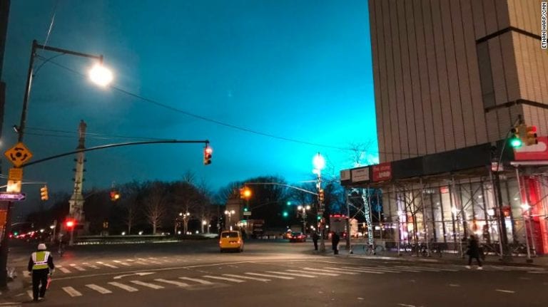 A Transformer Explosion Turned The New York City Skyline Blue